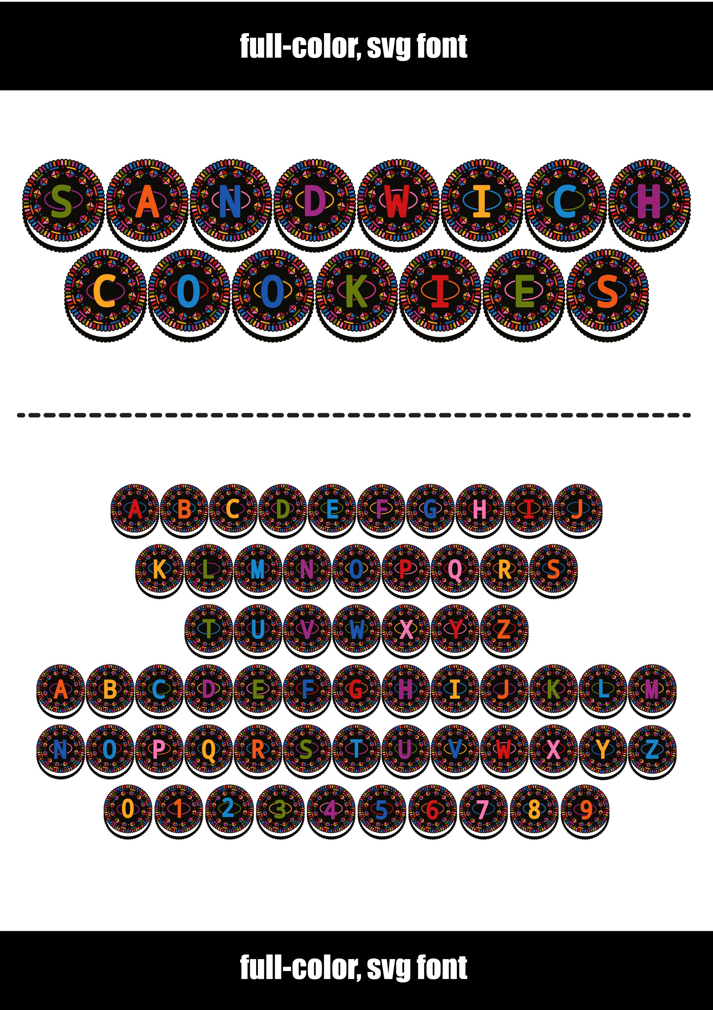 Full Color SVG Retro Rainbow Cookie font