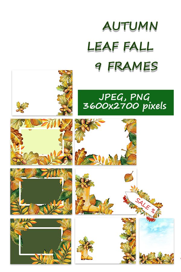 Autumn leaf fall frames collection