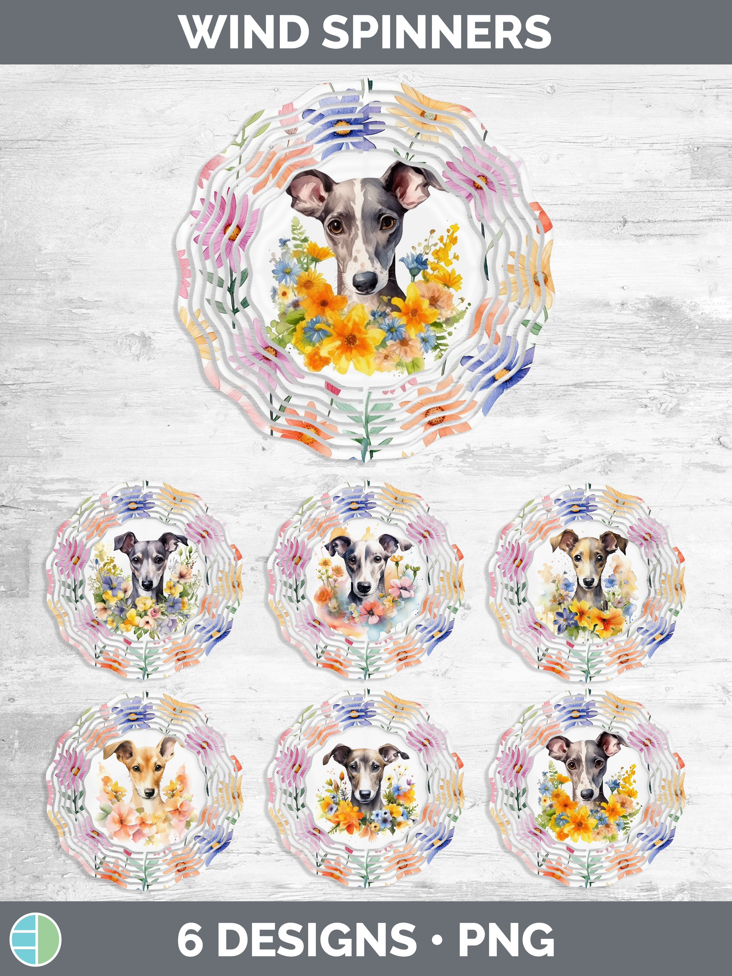 Watercolor Greyhound Dog Wind Spinner | Sublimation Spinner