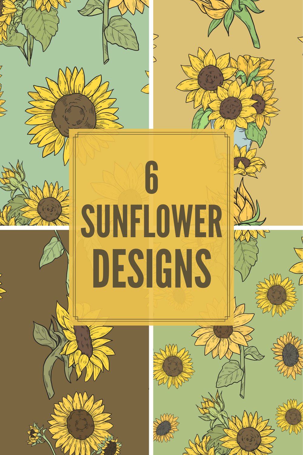 Sunflower wall art print seamless repeat pattern floral