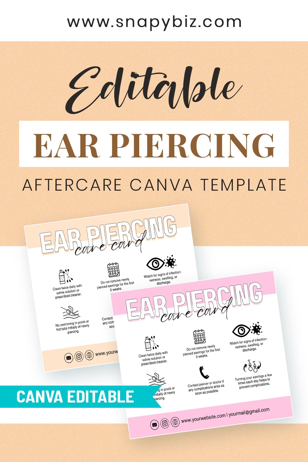 Editable Ear Piercing Care Instructions template