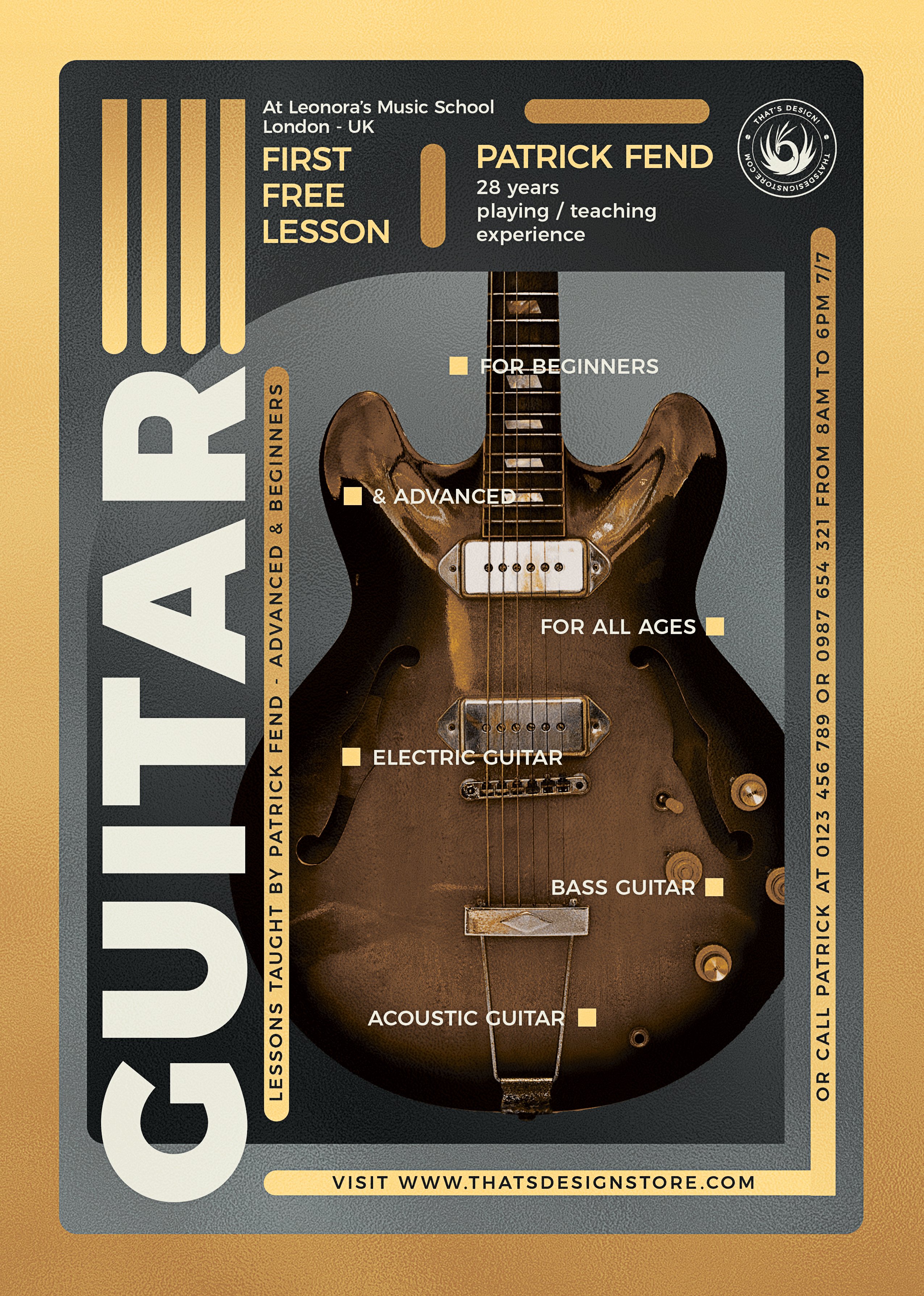 Guitar Lessons Flyer Template V5