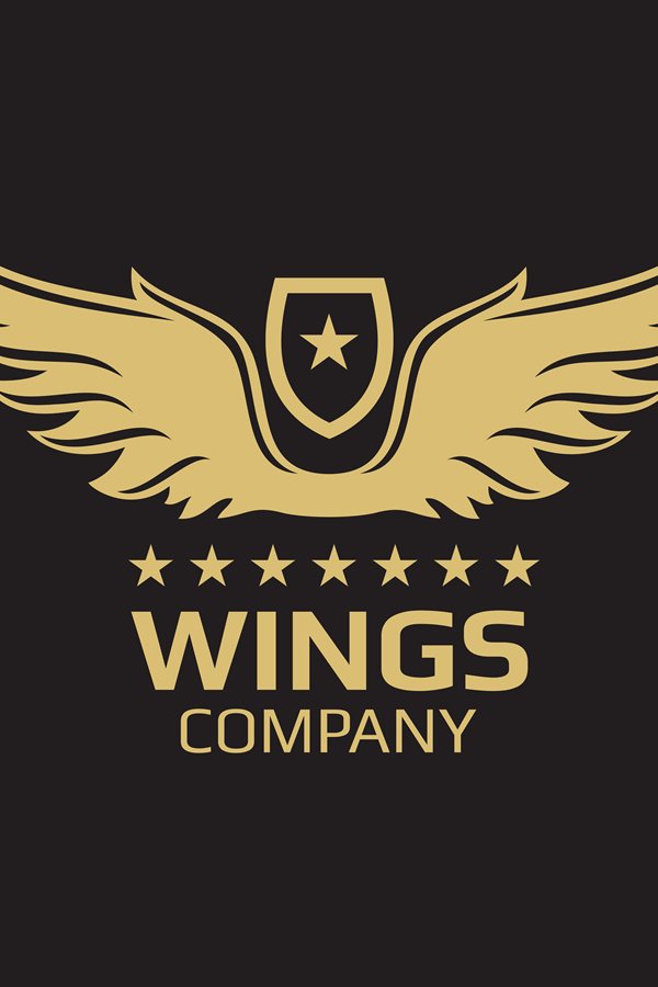 Wings logo design - golden wings on black