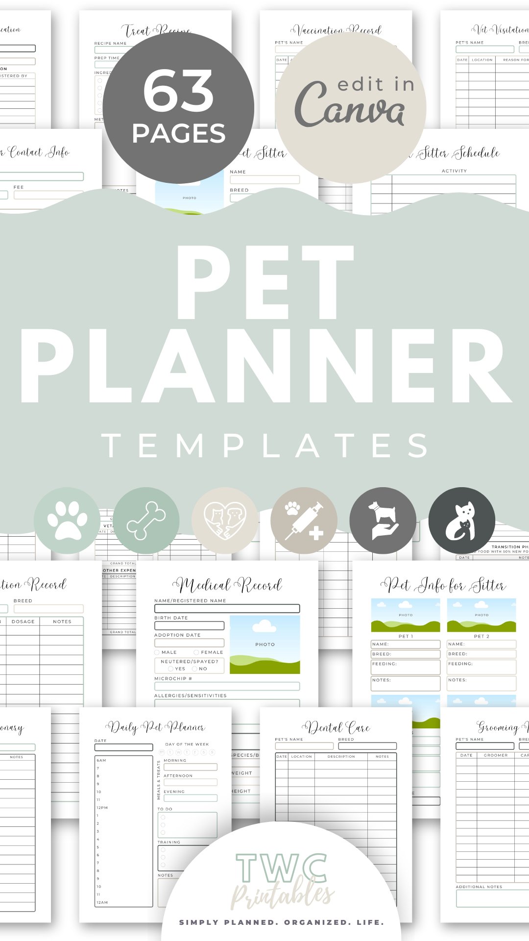 Pet planner canva templates