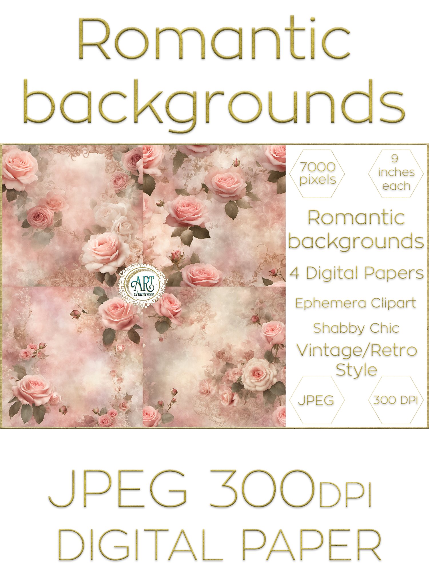 Soft Watercolor Digital Papers Romantic Pink Paper (2910082)