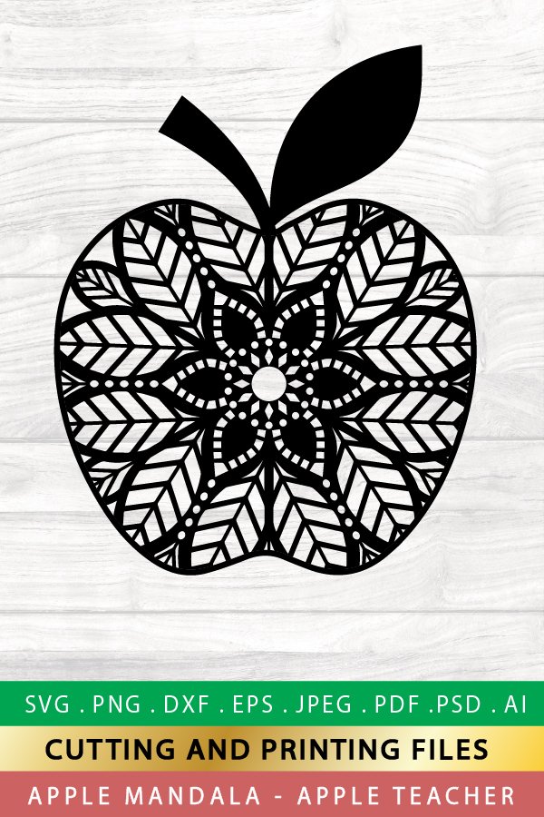 Apple Teacher SVG PNG EPS DXF Files for Cutting and Printing