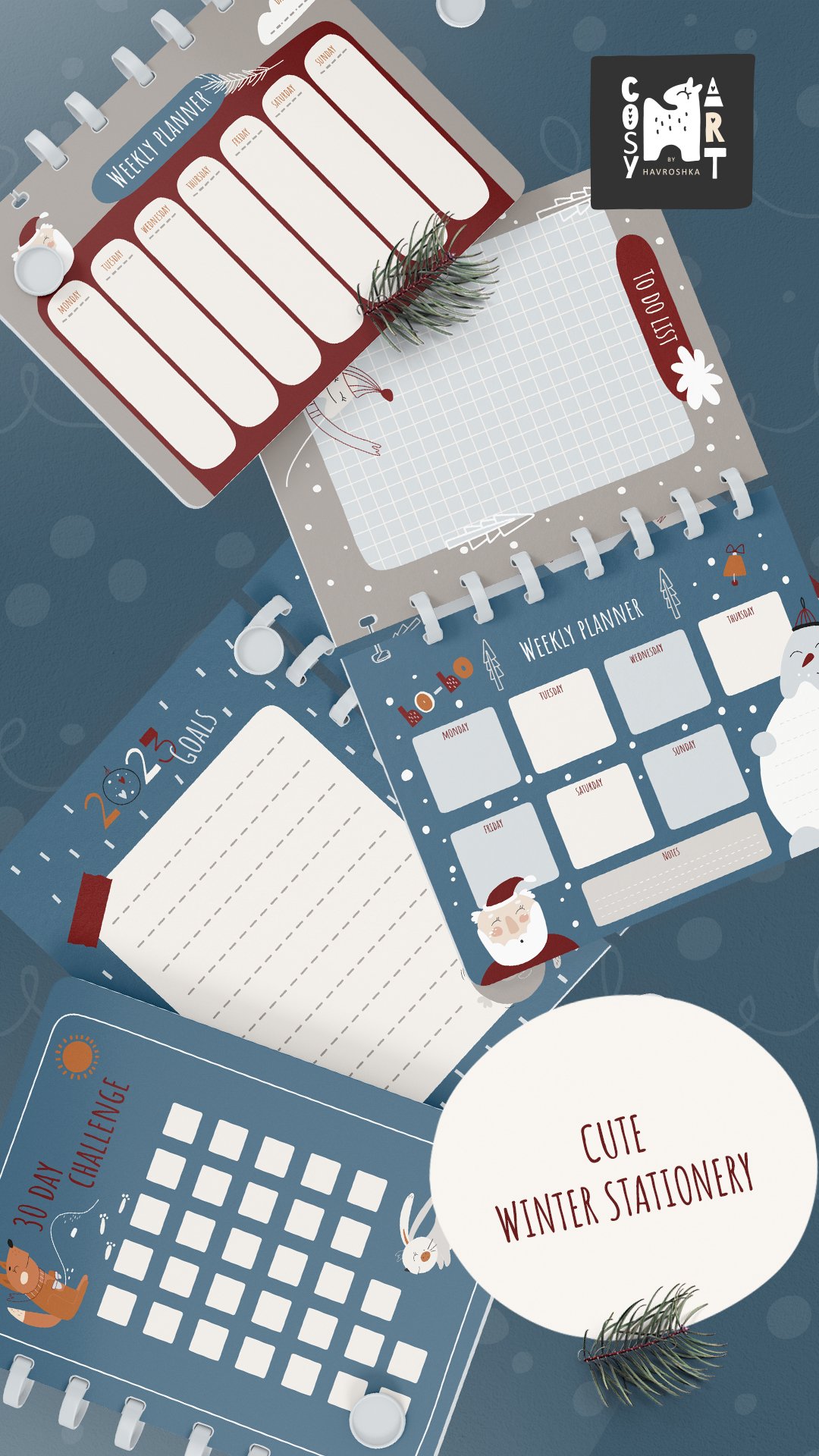 Christmas Printable Planner Pdf Cute Digital Stationery