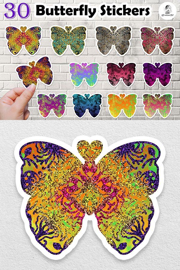 Butterfly Sticker Bundle / Printable Butterfly Stickers PNG