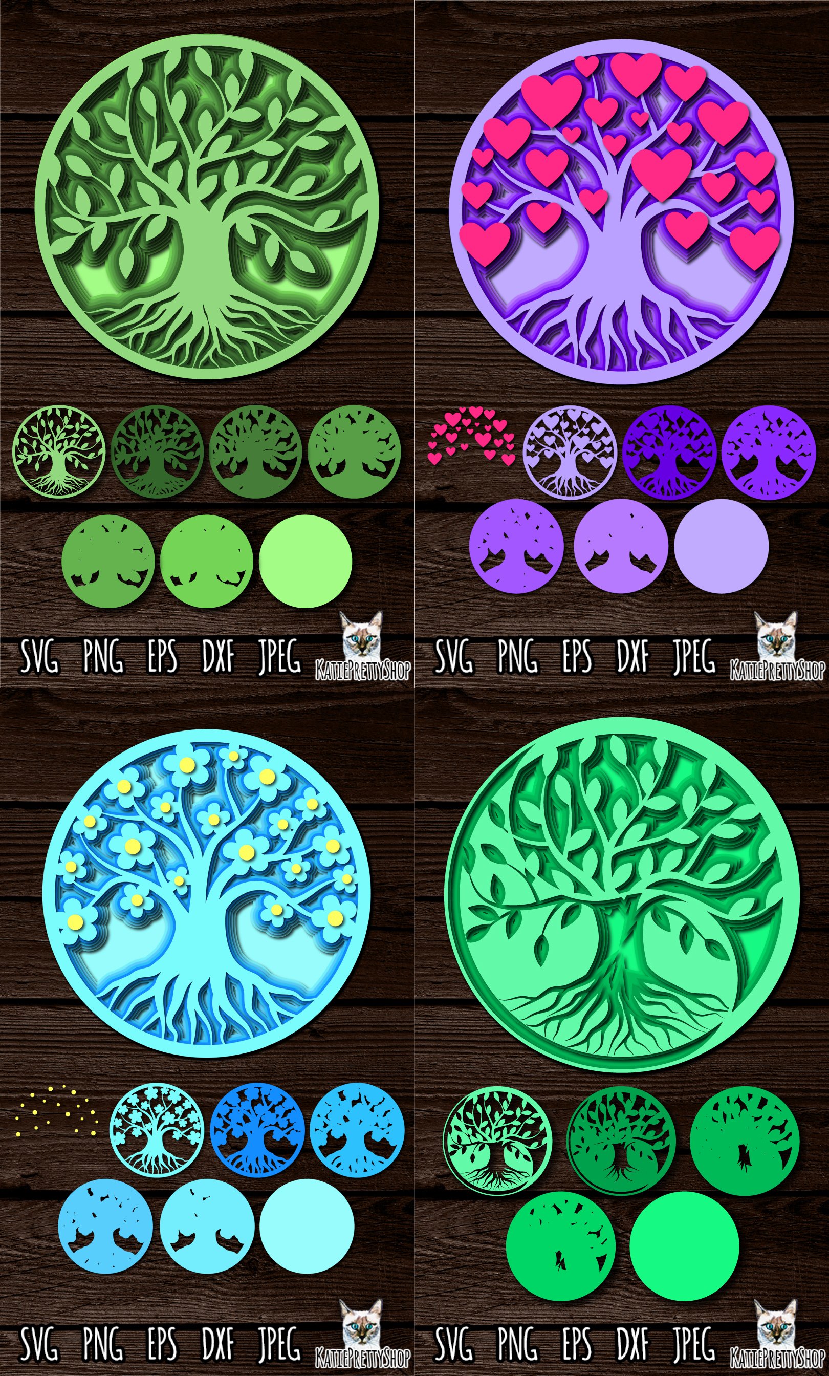 3D Layered Tree of Life SVG bundle, Multilayered (1375747)