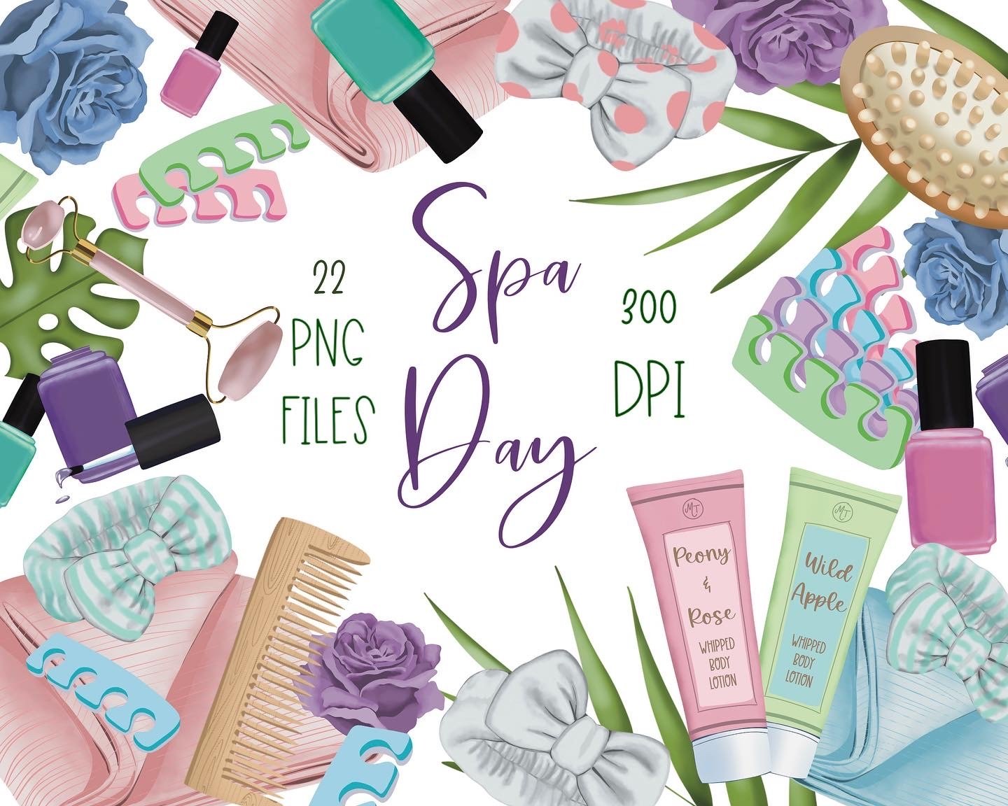 Spa Day Clipart Bundle| Beauty Products Illustration