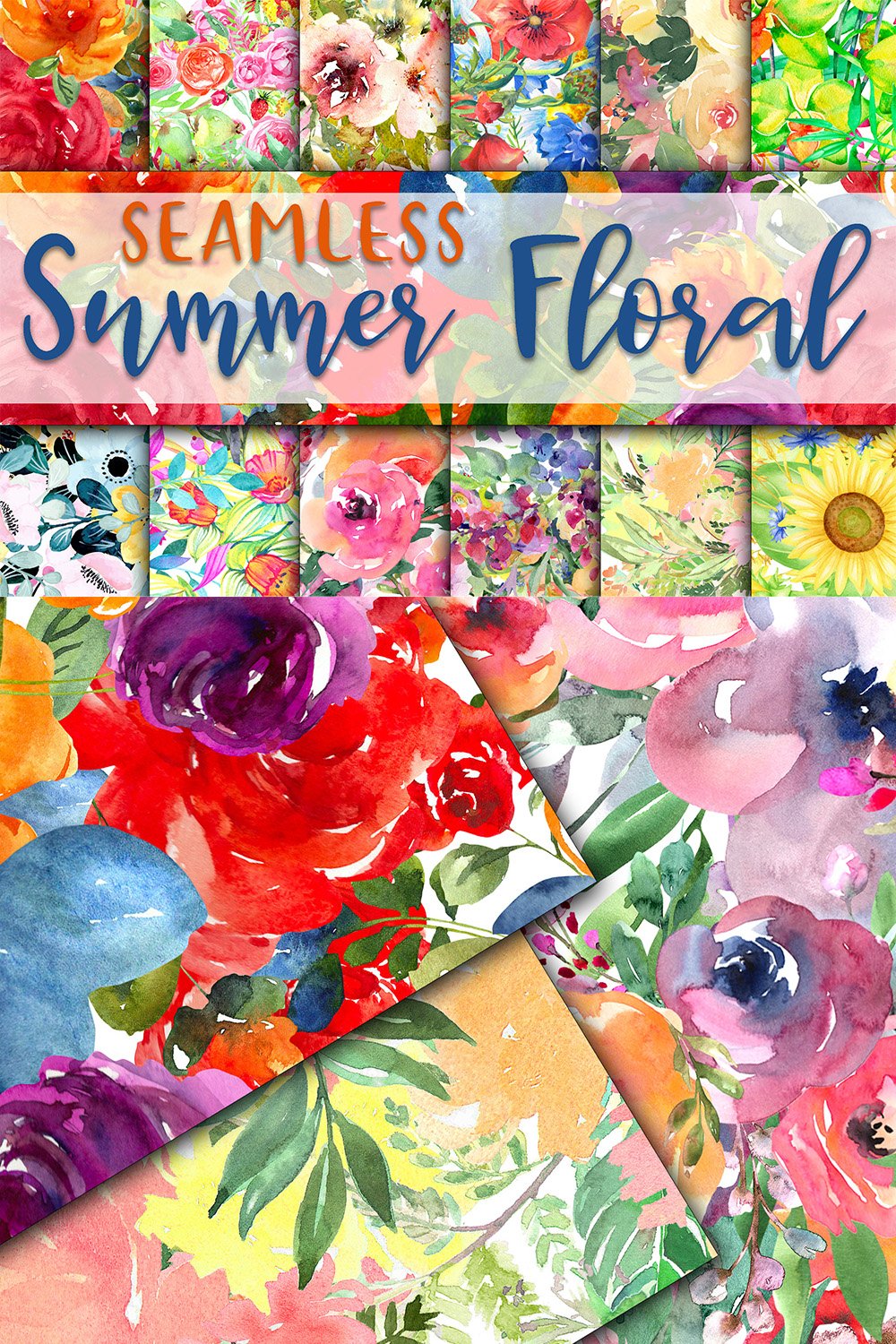 Seamless Summer Floral Digital Paper