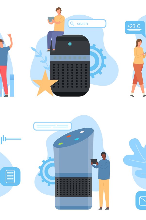 Interactive smart speaker, wireless voice command device. Pe