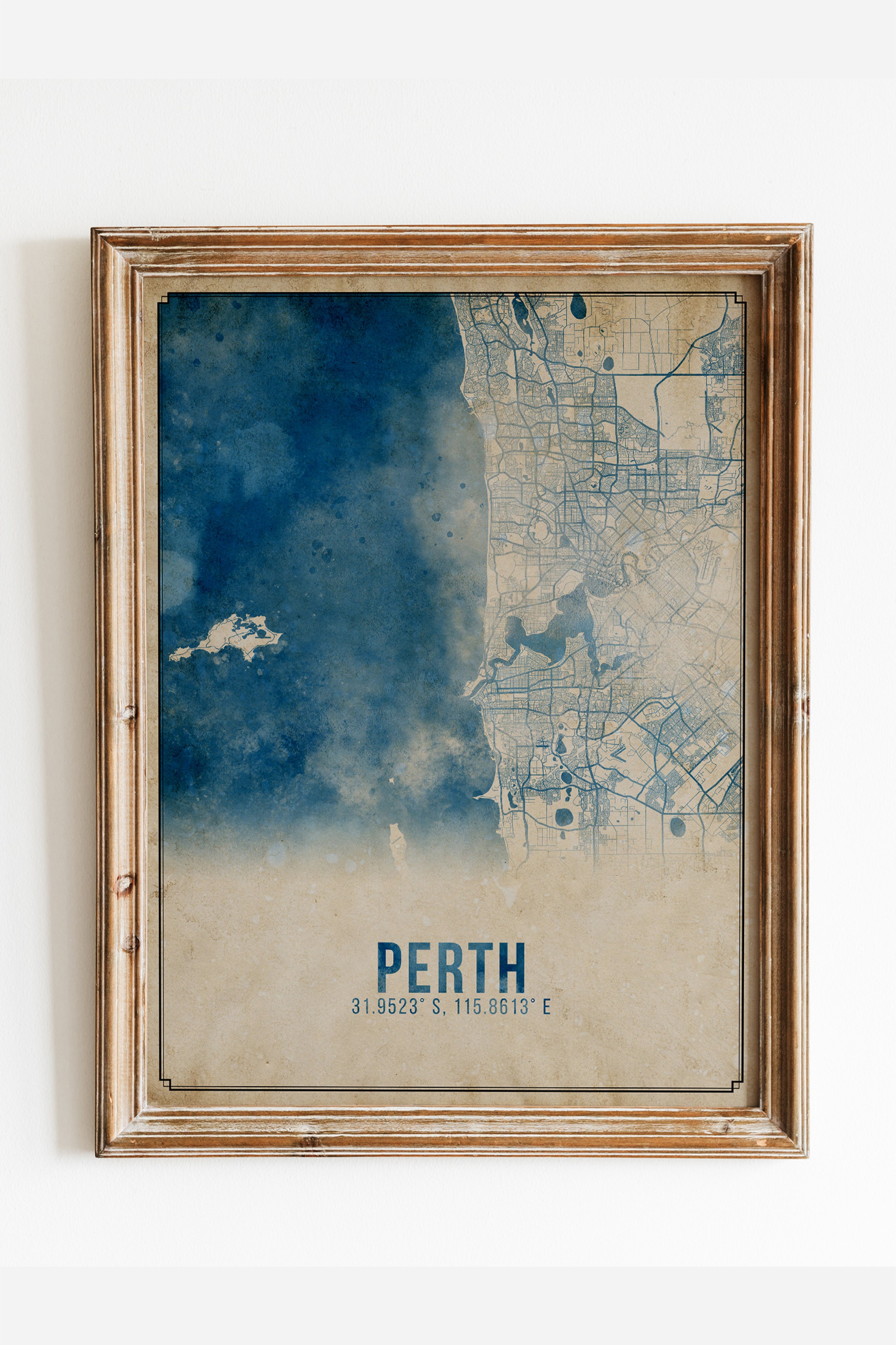 Perth Antique Watercolor City Map Poster