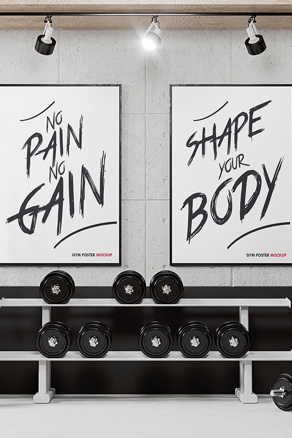 Interior Wall Poster Frame In Gym Mockup