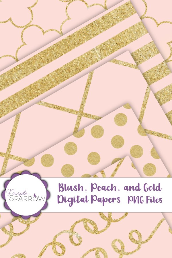 Blush, Peach, and Gold Digital Paper Collection