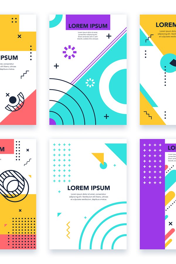 Abstract memphis poster. Graphical minimalistic 80s memphis