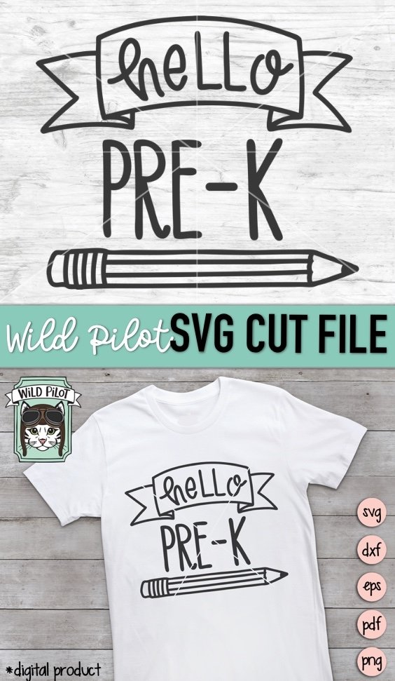 Hello Pre-K SVG Cut File, First Day of School SVG, Pre K SVG
