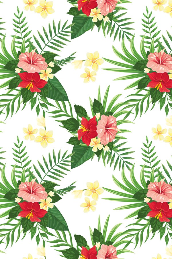 Tropical flowers seamless pattern. Summer tropic flower, wil