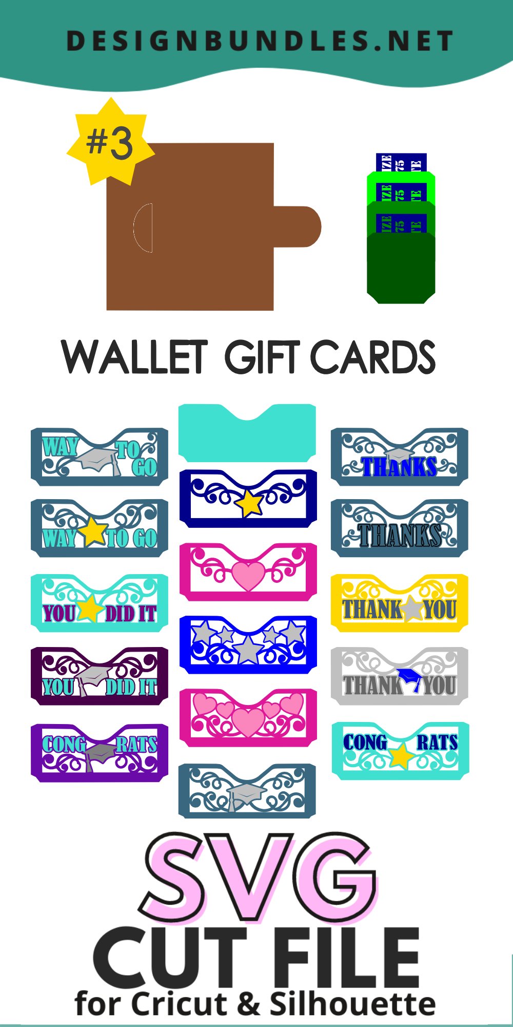 WALLET GIFT CARD HOLDER set #3 SPECIAL OCCASSIONS SVG DXF