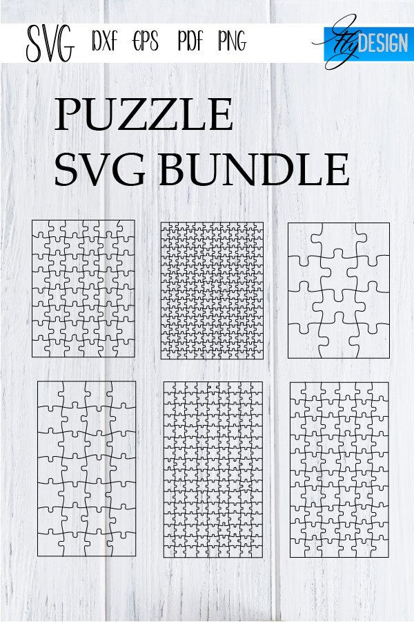 Puzzle SVG Bundle. Jigsaw Puzzle Template. Single Line SVG