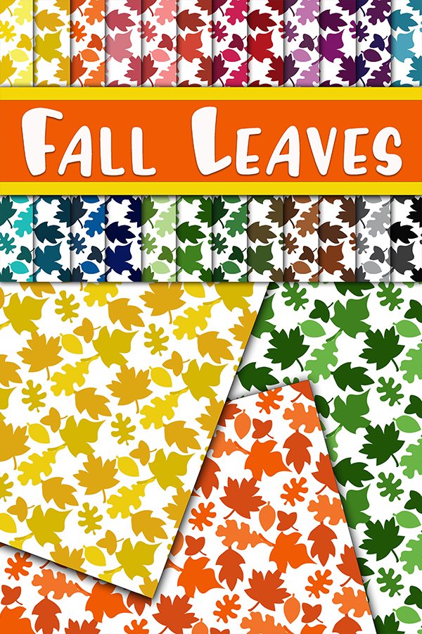 Fall Leaves Digital Paper - Autumn Backgrounds and Patterns