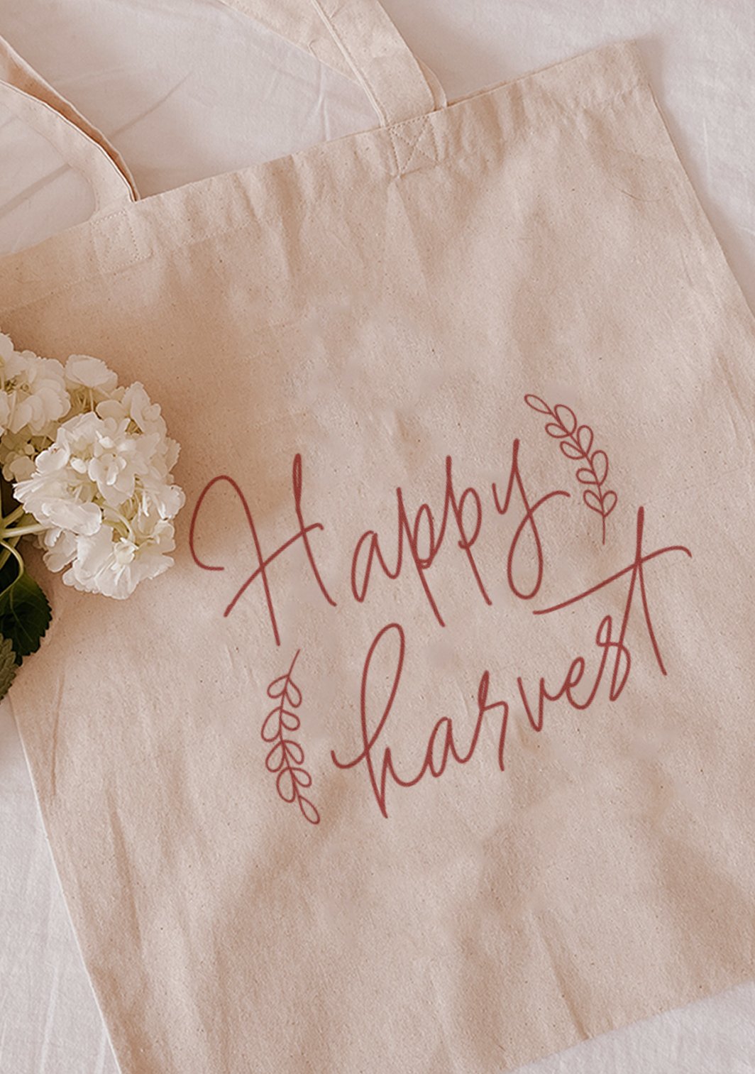 HAPPY HARVEST HANDWRITTEN CALLIGRAPHY QUOTE. THANKSGIVING