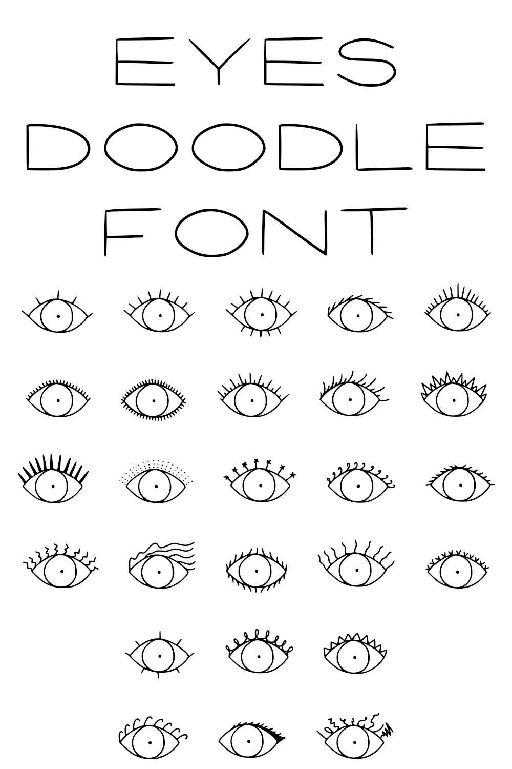 Eyes doodle font in ttf, otf