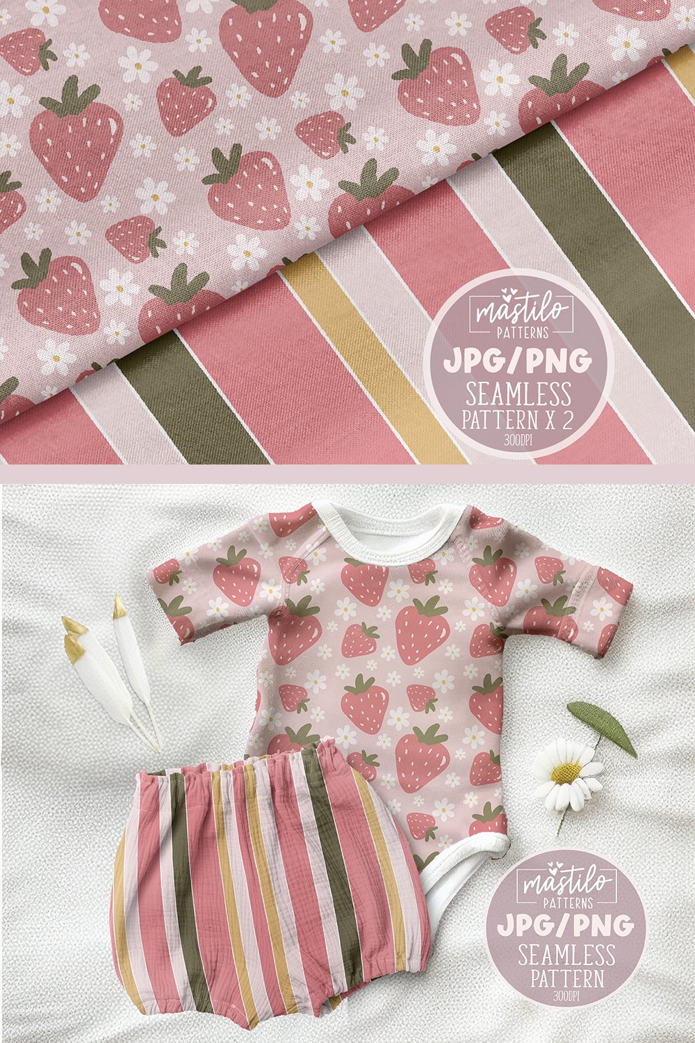 Retro Strawberry Seamless Pattern and Coordinate Set