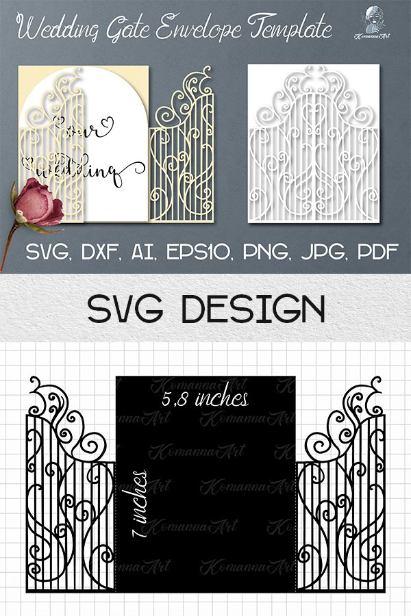 Wedding Gate Invitation Template / Envelope Template SVG