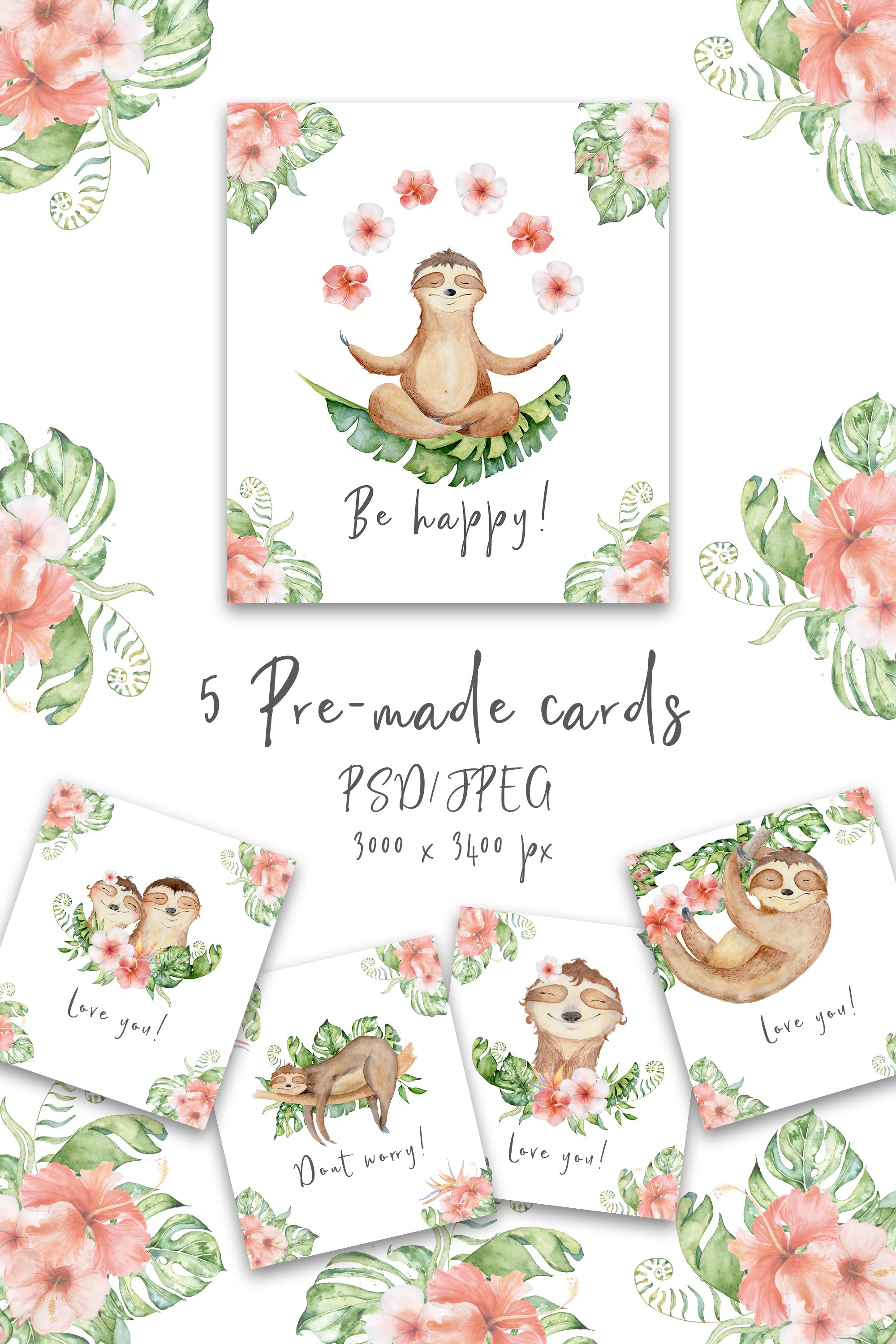 Lovely Sloths Watercolor set