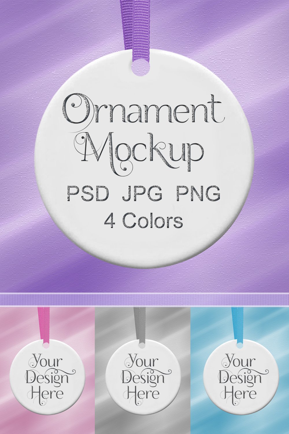 Christmas Ornament Mockup Set, Pastels, PSD, JPG, PNG