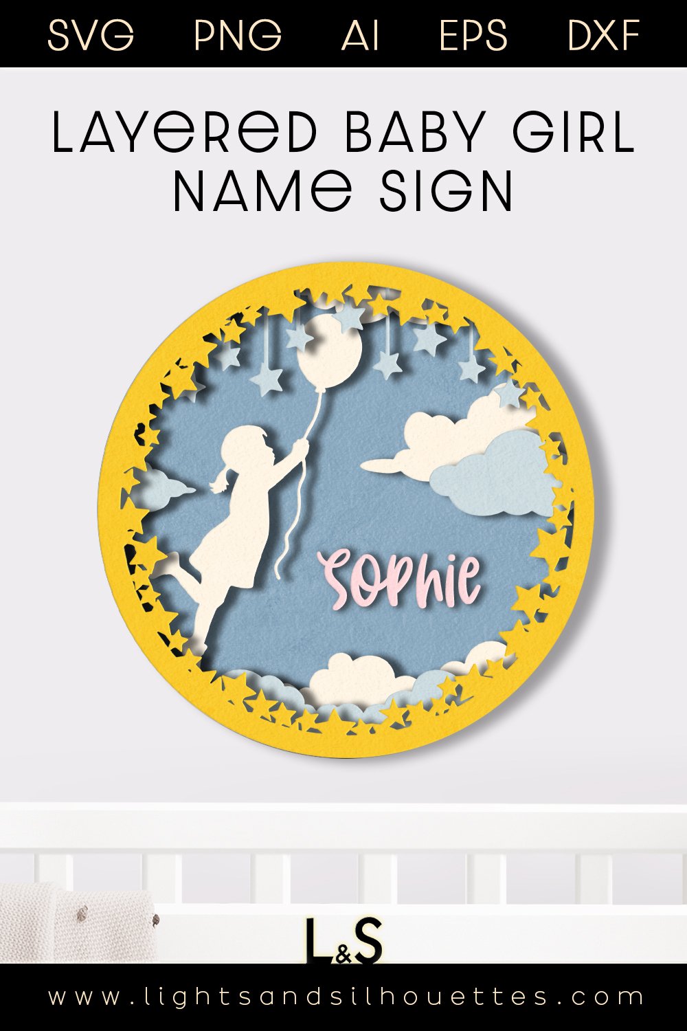 Layered Baby Girl Name Sign Svg | Nursery Decor