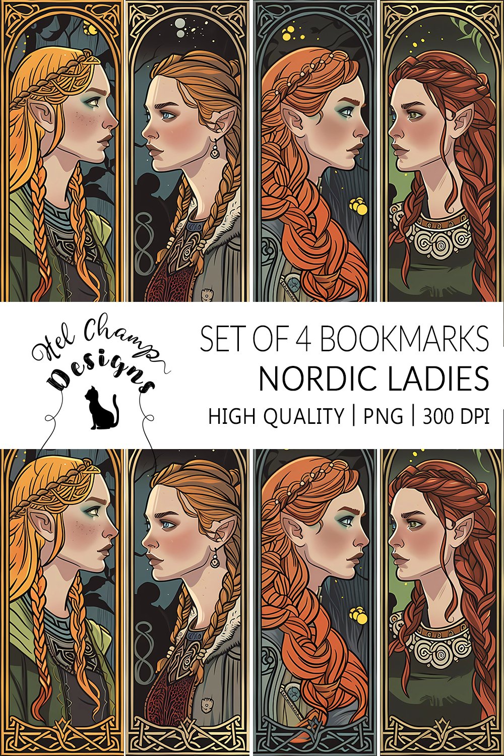 Bookmarks nordic viking ladies and princesses sublimation