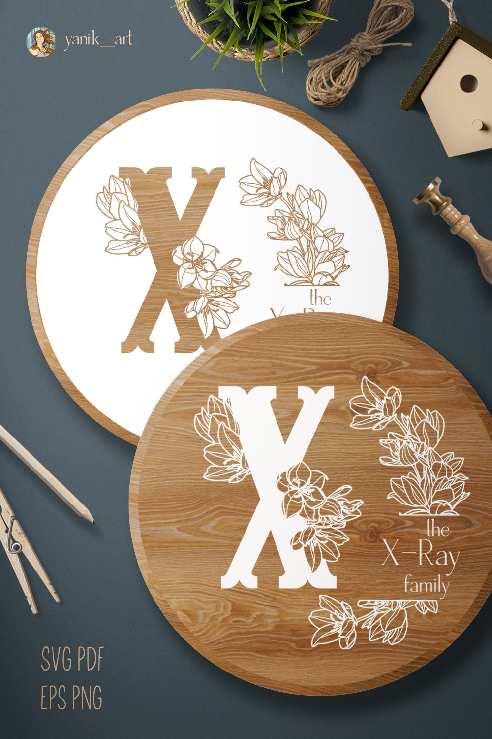 Monogram X with wreath and shield for Farmhouse SVG EPS PNG