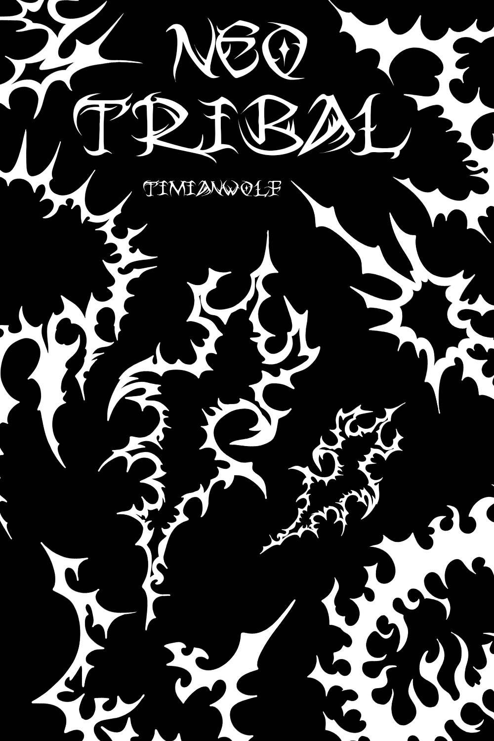 Neo Tribal set of black and white clipart PNG elements