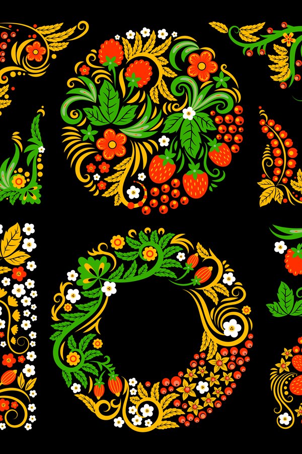 Floral decorative elements of traditional russian culture. V