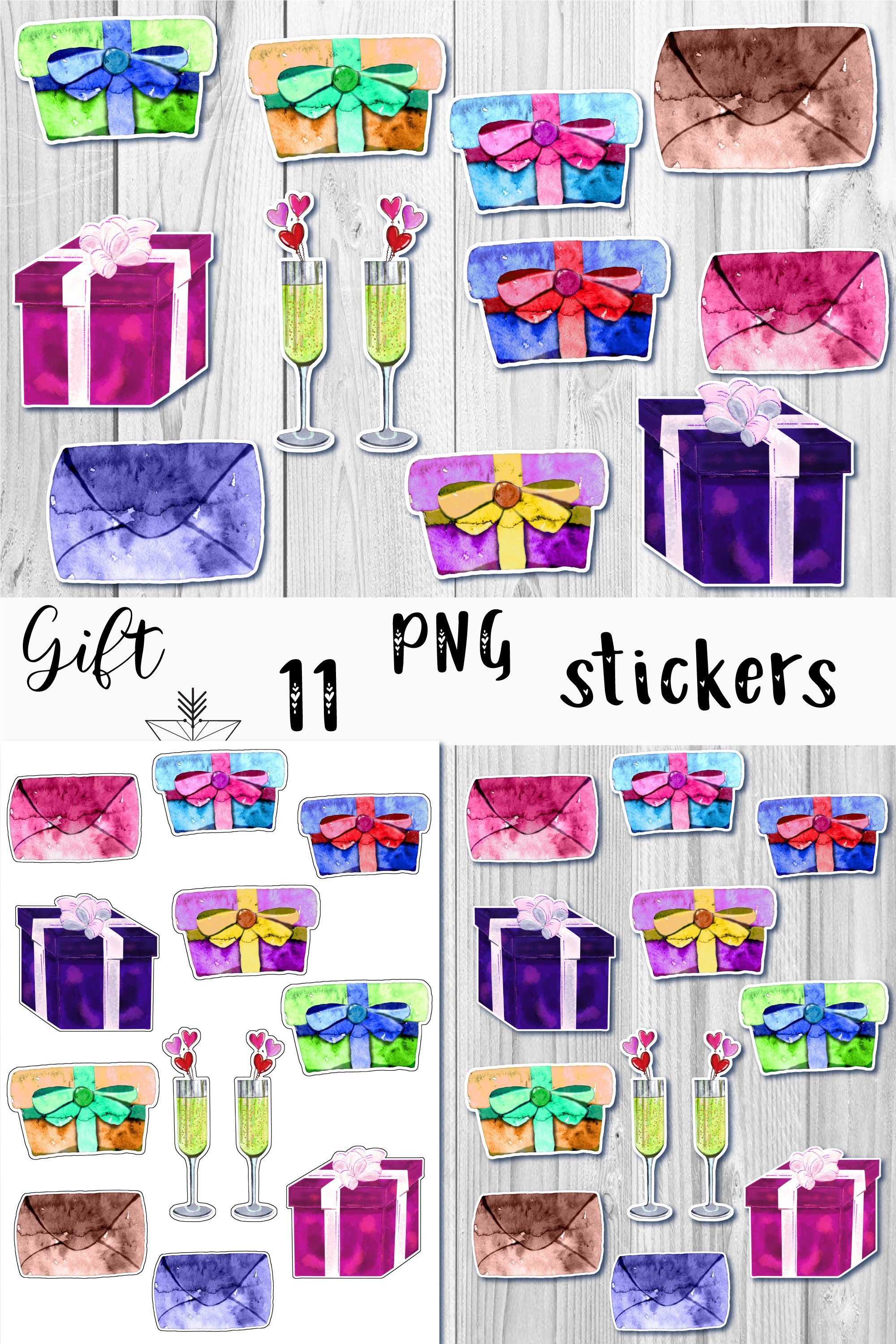 Gift Stickers, 11 Printable Stickers, Planner Stickers