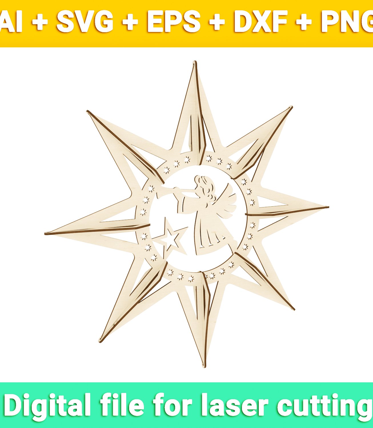 Star for the Christmas tree vector for CNC svg vector file