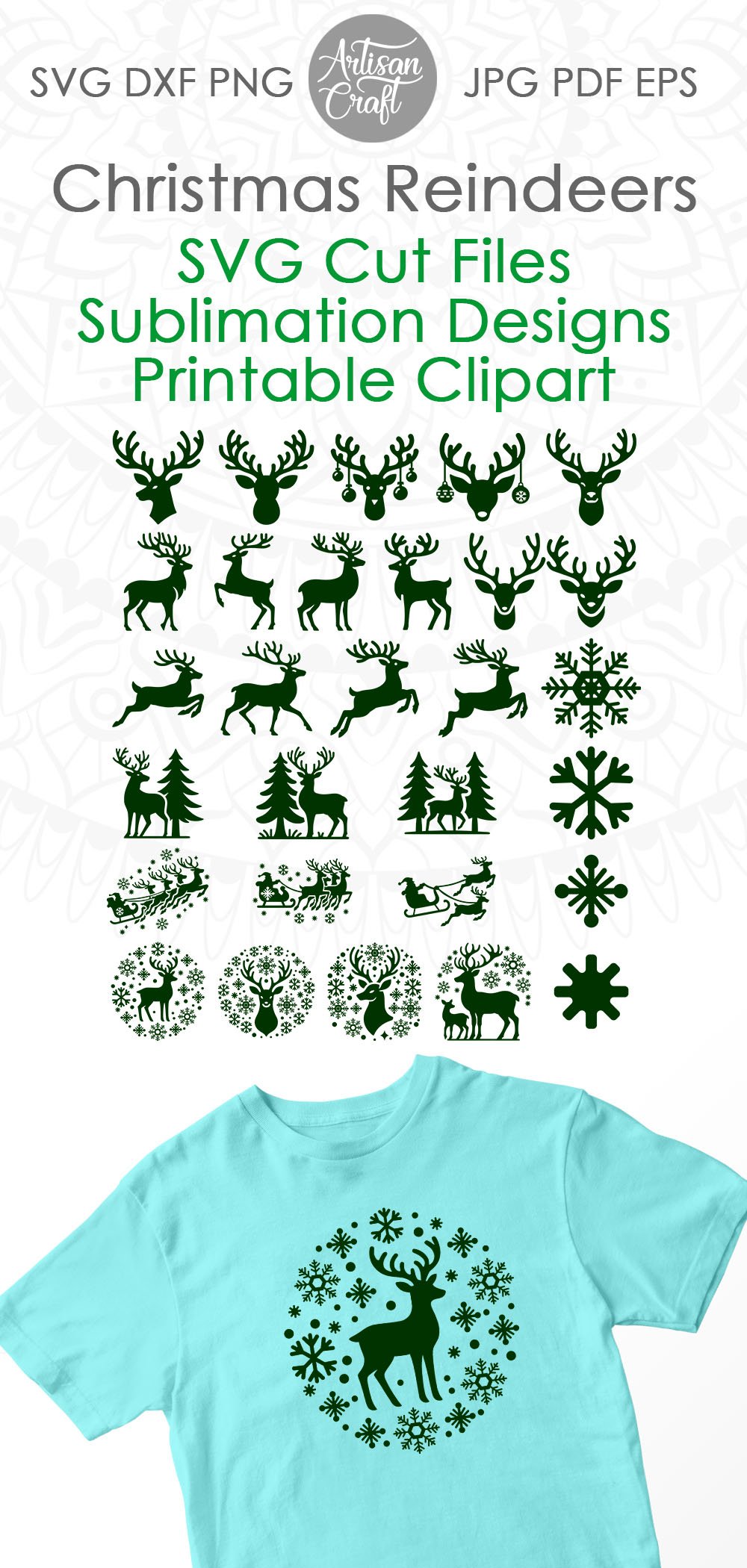 Christmas reindeer SVG, cut files, reindeer silhouette SVG