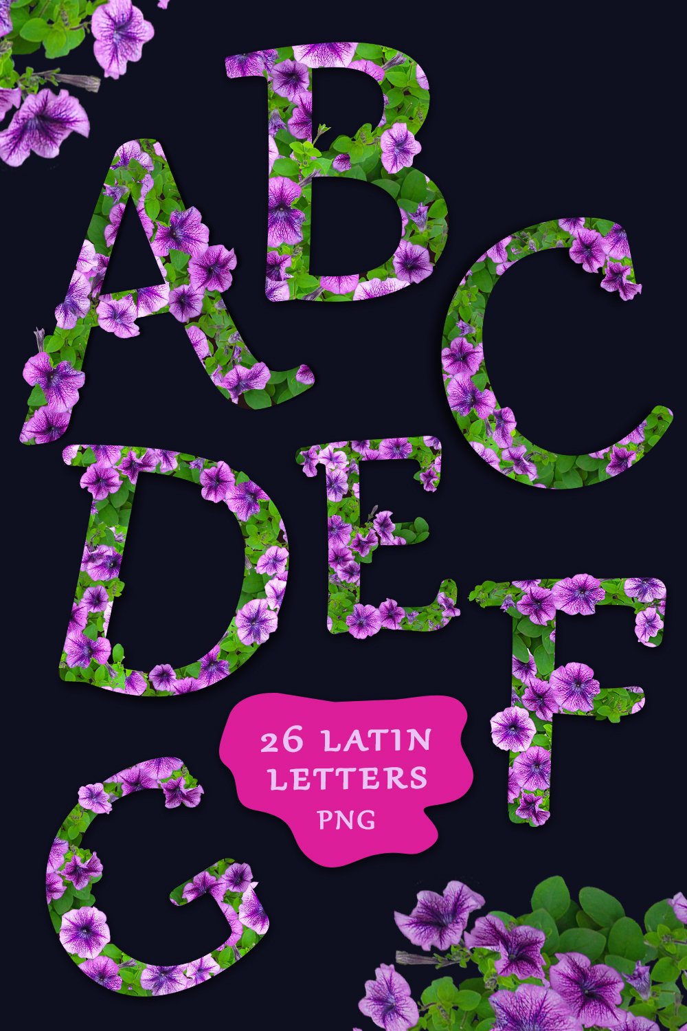 Floral alphabet. Letters