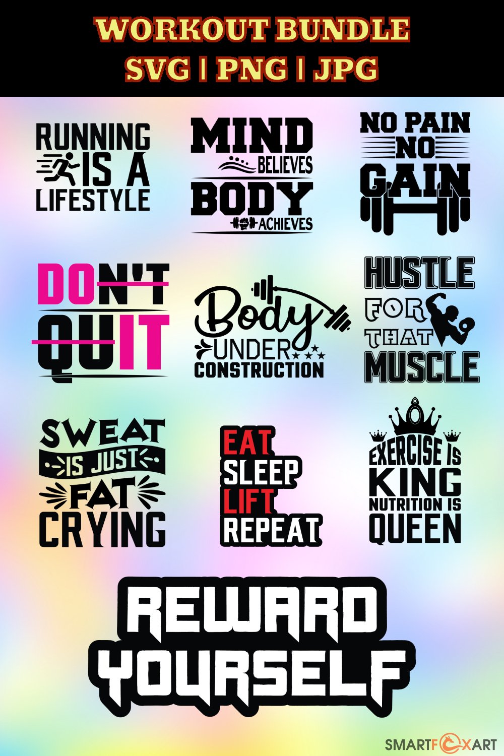 Workout SVG Bundle, Gym Exercise SVG, Fitness Quotes SVG