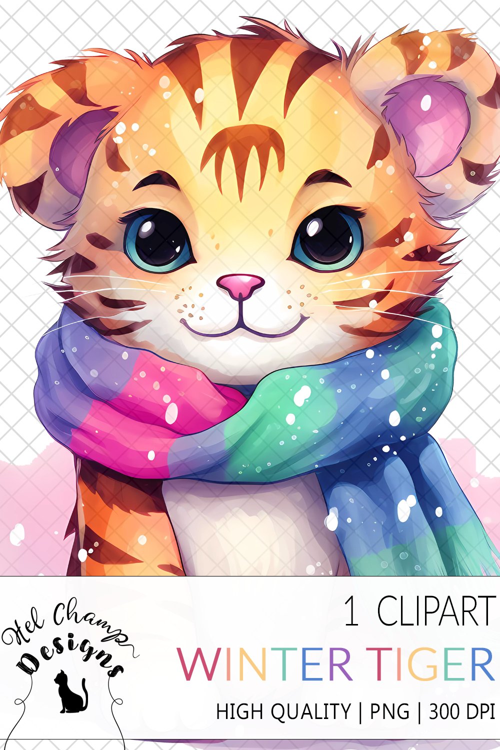 Winter tiger rainbow transparent clipart