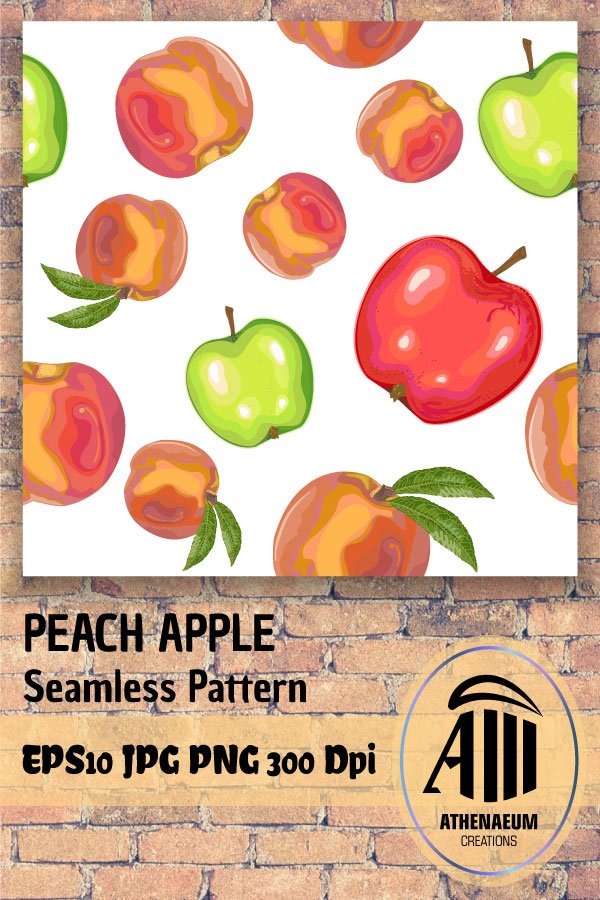 Peach seamless pattern. Apple digital paper.