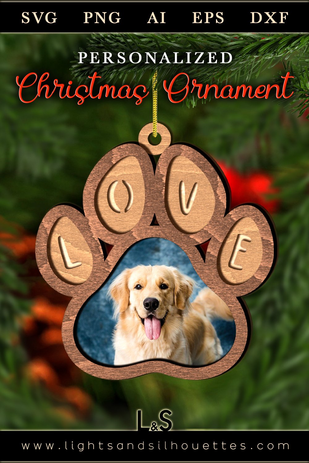 Dog Paw Ornament Svg | Personalized Christmas Ornament