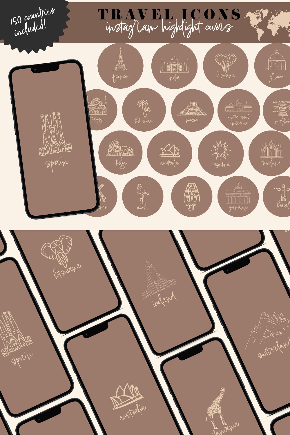 travel instagram highlight logos