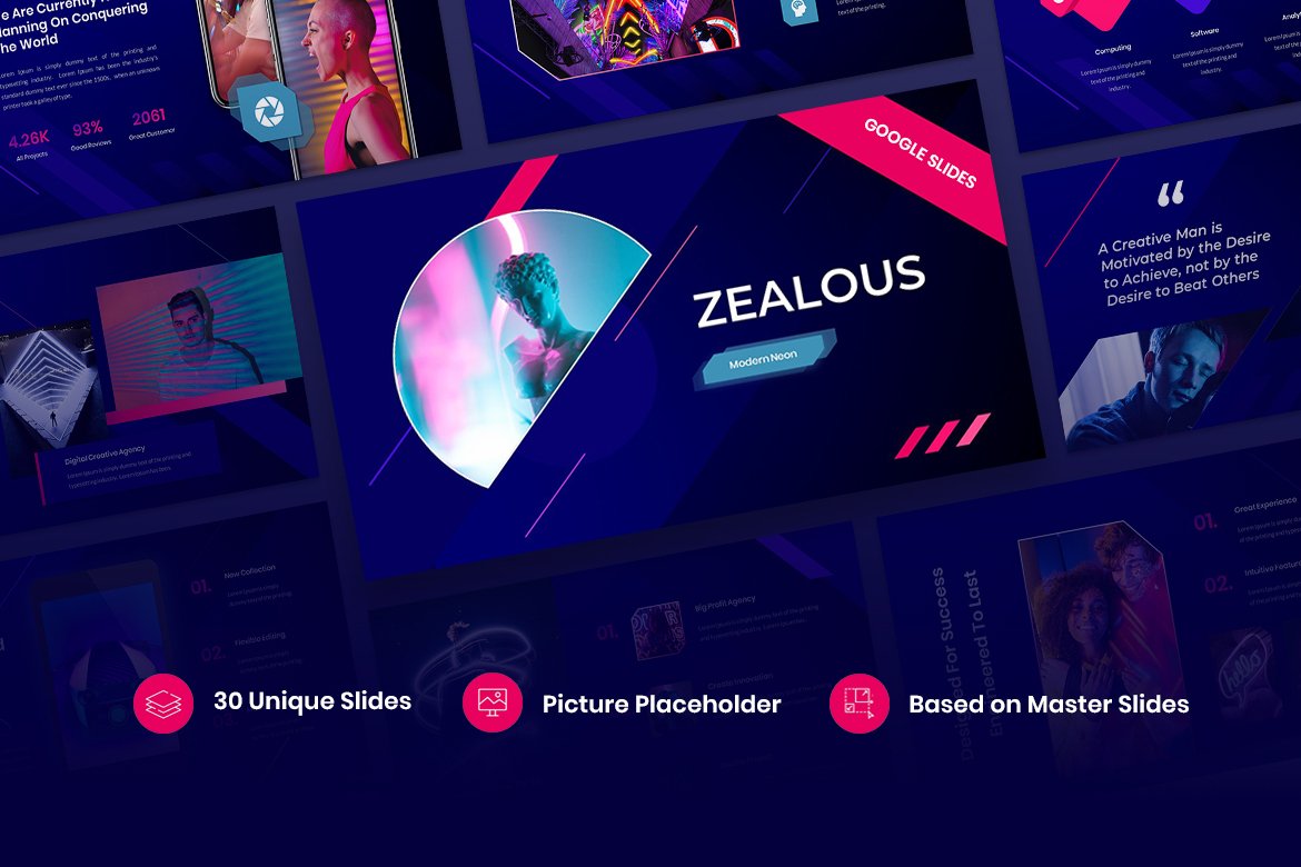 Zealous - Modern Neon Google Slides Template