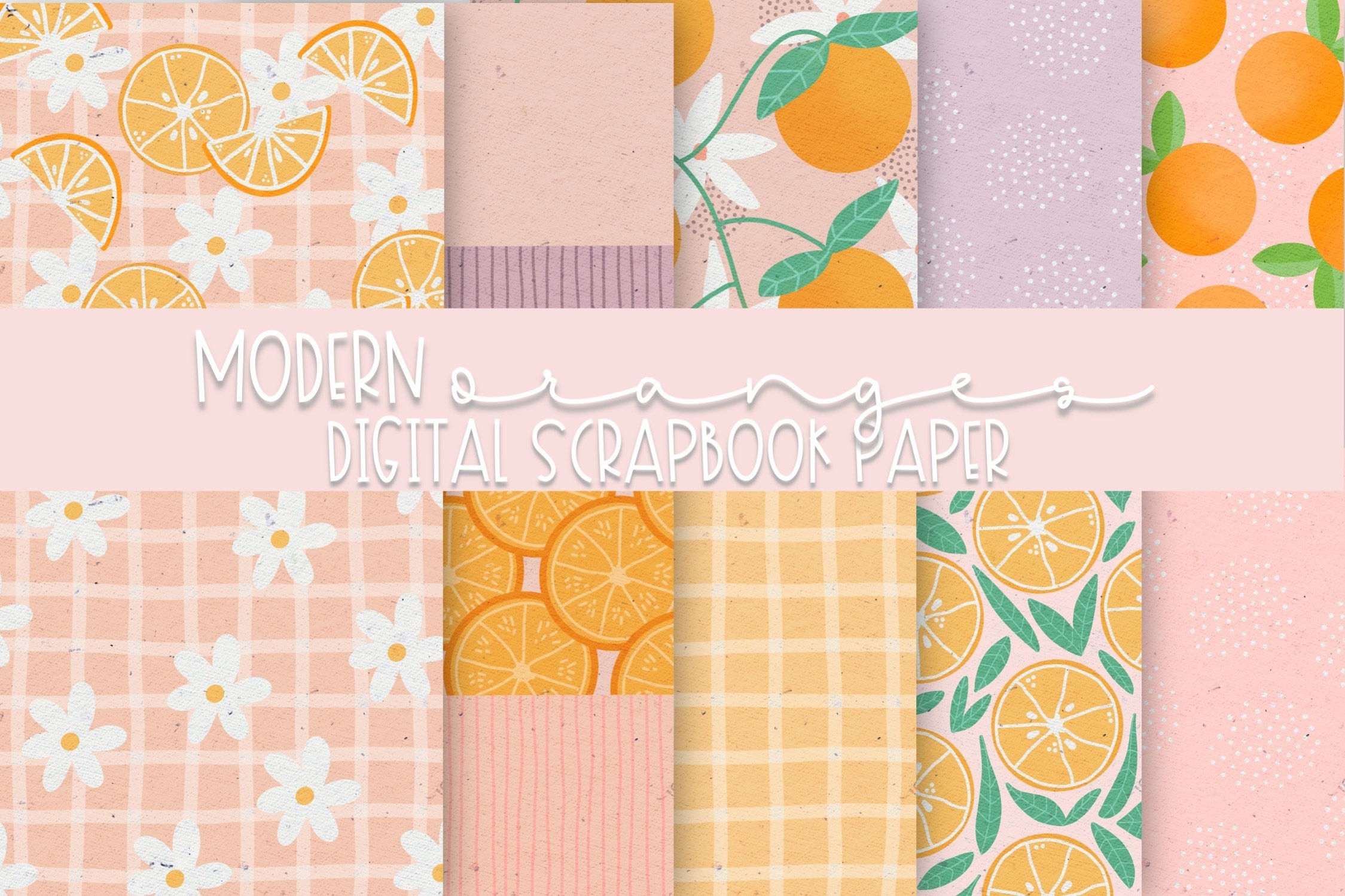 Modern Oranges Digital Scrapbook Paper