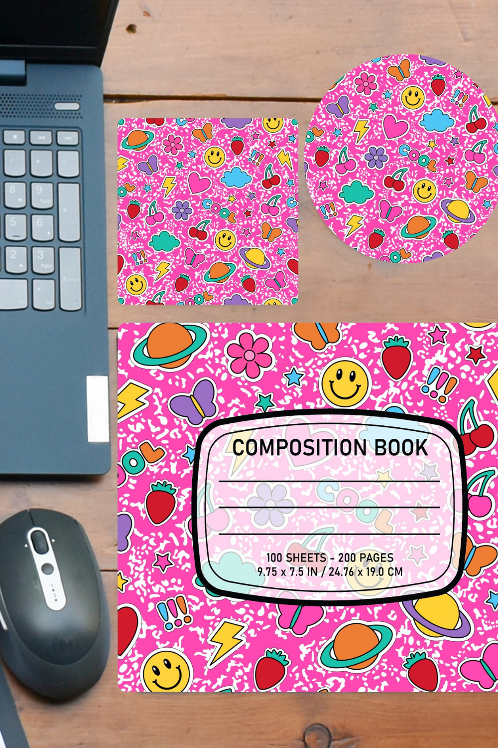 Teacher Composition Book Mouse Pad and Coasters, Sublimation