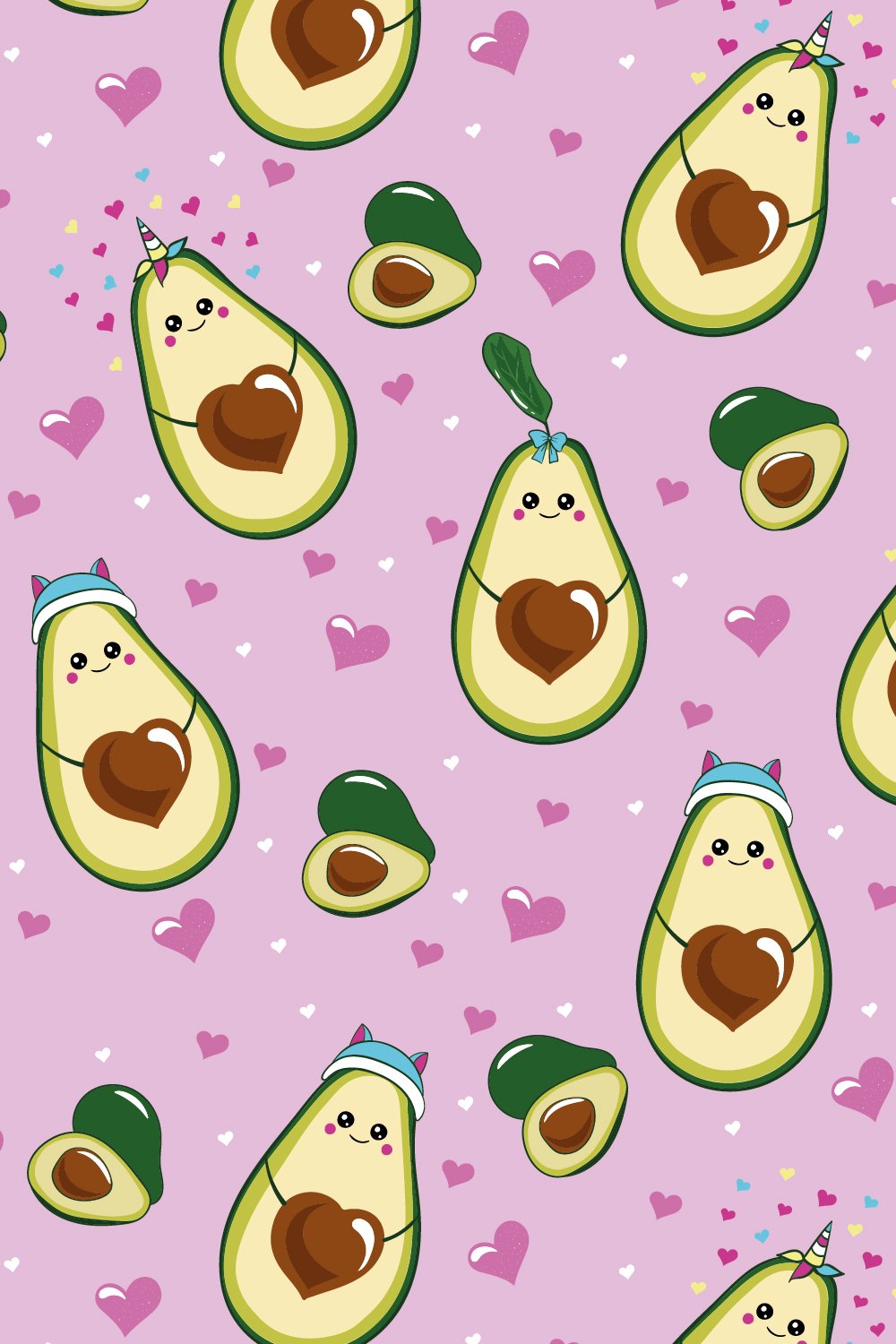 Kawaii Avocado Unicorns Hearts Sublimation Mug 11 oz Design