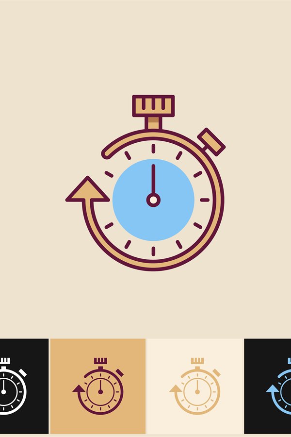 Clock icon. Flat vector illustration on different (900422)